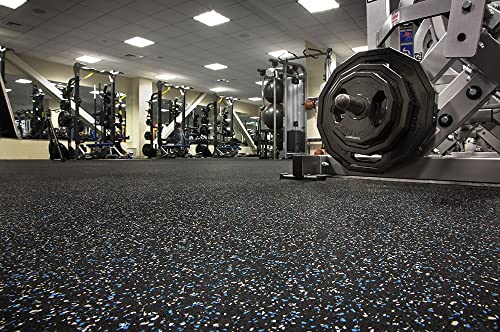 American Floor Mats 3/8in (9mm) Thick Solid Black 4' x 8' Heavy Duty Rubber Rolls, Protective Exercise Mats, Home Gym Rubber Flooring