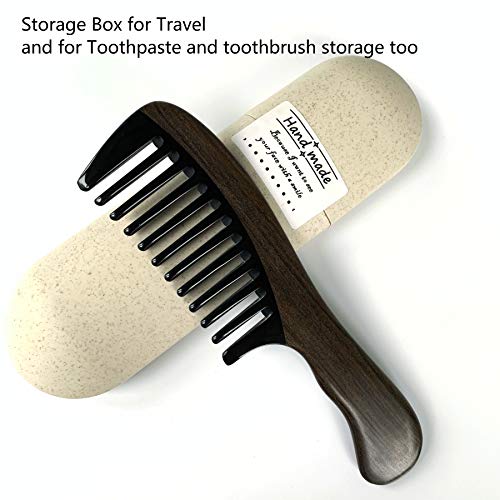 One&One 100% Handmade Natural wood With Buffalo Horn Hair Combs - wooden comb with handle