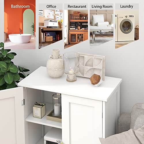 TaoHFE White Bathroom Wall Cabinet and White Bathroom Storage Cabinet Set,Towel Cabinet for Bathroom Floor Cabinet and Bathroom Medicine Cabinet Set