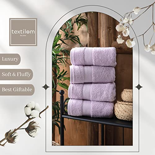 TEXTILOM Turkish Hand Towels for Bathroom β Hotel and Spa Quality & Soft & Absorbent & Quick Dry Bathroom Hand Towels β 100% Cotton Turkish Hand Towel Set of 4 (16 x 28 inches)- Lavender
