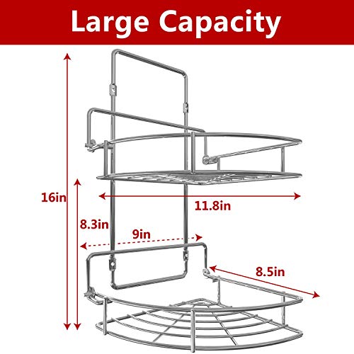 Vdomus Corner Shower Caddy 2 Tier Polished Chrome & 4 Pieces Transparent Adhesives 7.87 x 3.15 inches for No Drilling Needed Bathroom Shower Organizer
