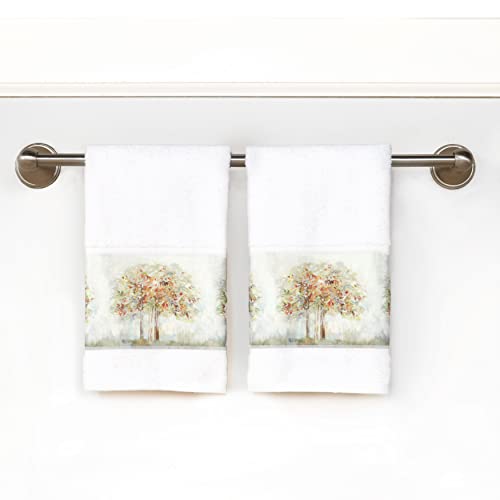 Nature Watercolor Hand Towels - Tree Leaf Bathroom Decoration - Set of 2