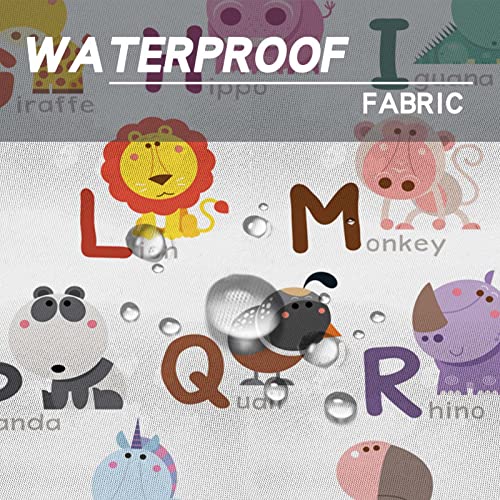 KINUUIS 4PC Animals Alphabet Bathroom Shower Curtain Sets Kids Bathroom Sets Cartoon Bathroom Sets with Rugs and Accessories Cute Style Shower Curtain for Bathroom Decoration