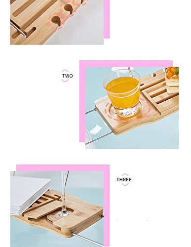 SDGH Bath Tub Tray Spa Bathtub Book Wine Tablet Holder Reading Rack Bathtub Multi-Function Bathroom Accessories
