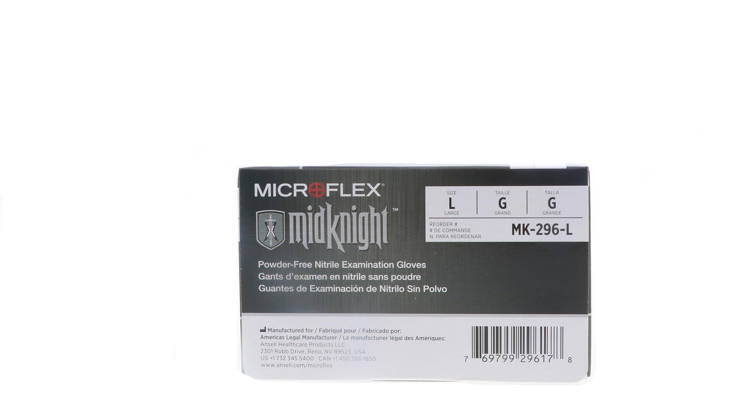 Ansell MICROFLEX MidKnight MK-296 Exam Standard Gloves - Size L, Black (Bundle of 200)