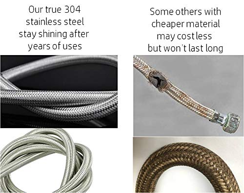 2-Pack Premium Stainless Steel Washing Machine Hoses - 6 FT No-Lead Burst Proof Red and Blue Lined Water Inlet Supply Lines - Universal 90 Degree Elbow Connection - 10 Year Warranty