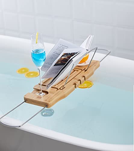 SDGH Bath Tub Tray Spa Bathtub Book Wine Tablet Holder Reading Rack Bathtub Multi-Function Bathroom Accessories