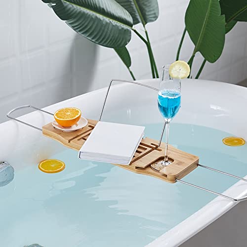 SDGH Bath Tub Tray Spa Bathtub Book Wine Tablet Holder Reading Rack Bathtub Multi-Function Bathroom Accessories