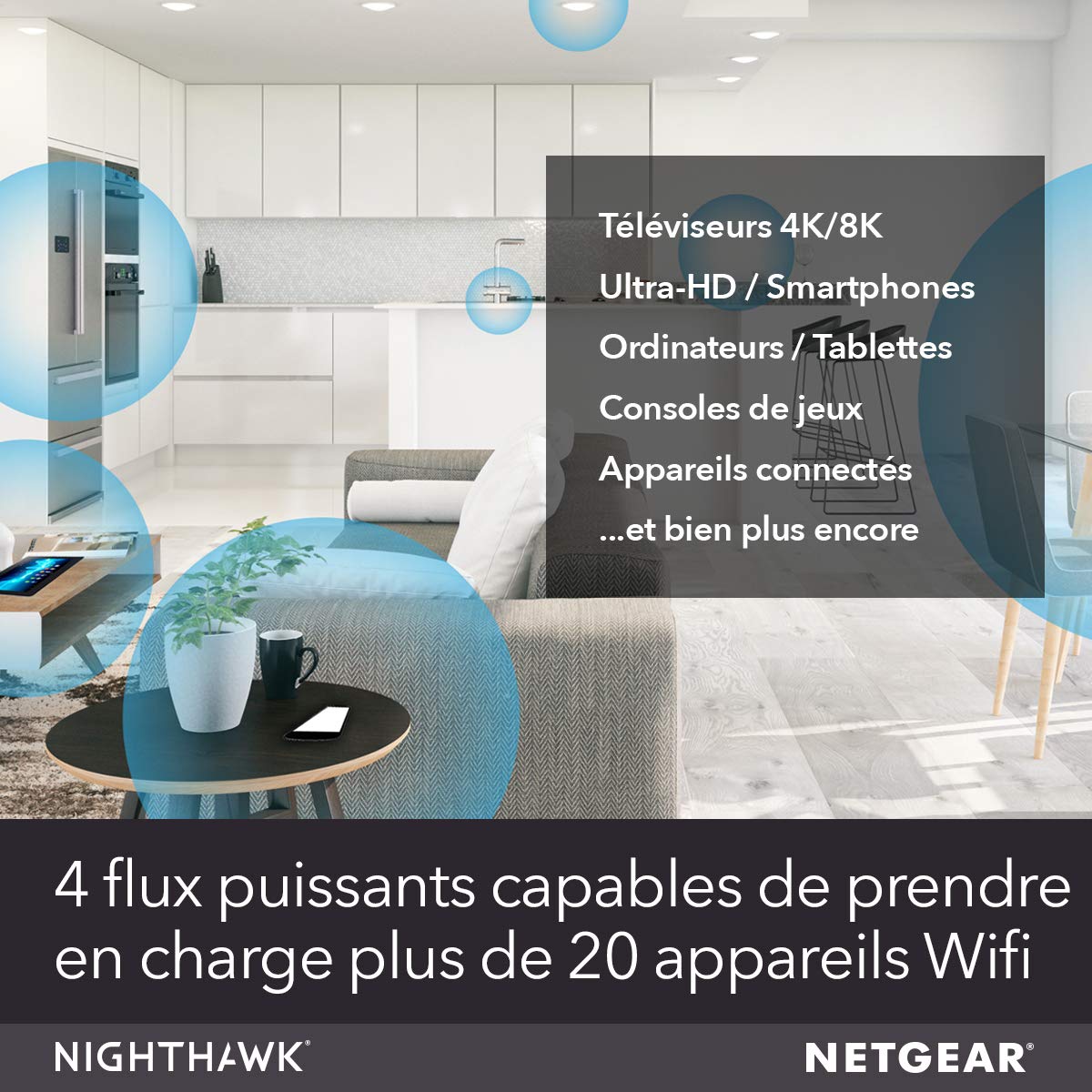 Netgear AX3000 Nighthawk AX4 RouterNew Retail, RAX40-100PESNew Retail Band WiFi 6 4-Stream
