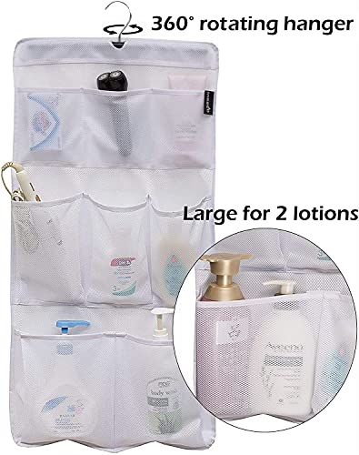 MISSLO Mesh Shower Organizer Hanging 15 Pockets Over the Door Bathroom Storage + 8 Pockets Mesh Shower Organizer