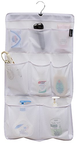 MISSLO Mesh Shower Organizer Hanging 15 Pockets Over the Door Bathroom Storage + 8 Pockets Mesh Shower Organizer