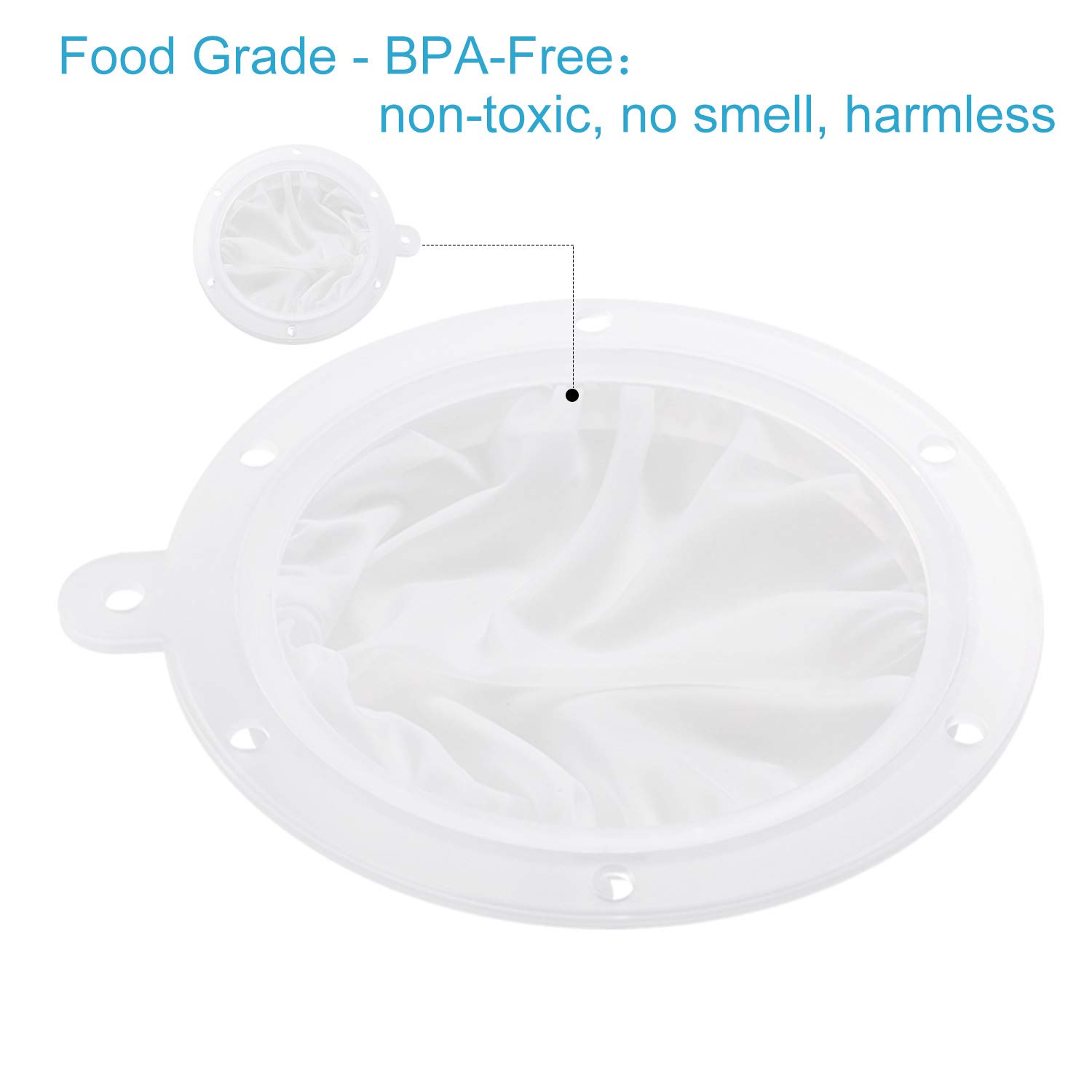 Toncoo 5.5-Inch Premium Food Filter Strainer, 200 Mesh Food Grade Filter Mesh, Tritan BPA Free Strainer Compatible with 5 Inch Kitchen Funnels, Ideal for Filtering Coffee, Juice, Oils, Wine, Soy Milk