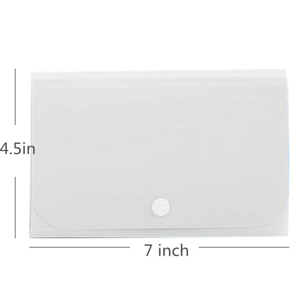 Expanding File Folder, Subdivision Accordion File Folder Mini Organizer PP Wallet for Cards,Coupons,Receipt,Tax Item or Changes,7x4.5 Inches,12 Pockets with Tabs and Check Case(White)