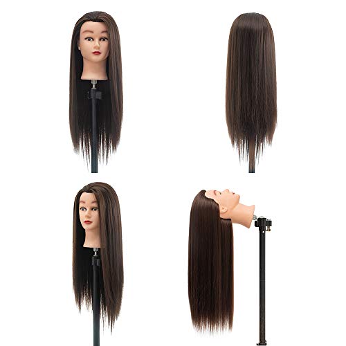Cosmetology Mannequin Head Hair Styling 26-28inch Training Head Synthetic Fiber Manikin Head Doll Head with Clamp(#2 Black 20Inch)
