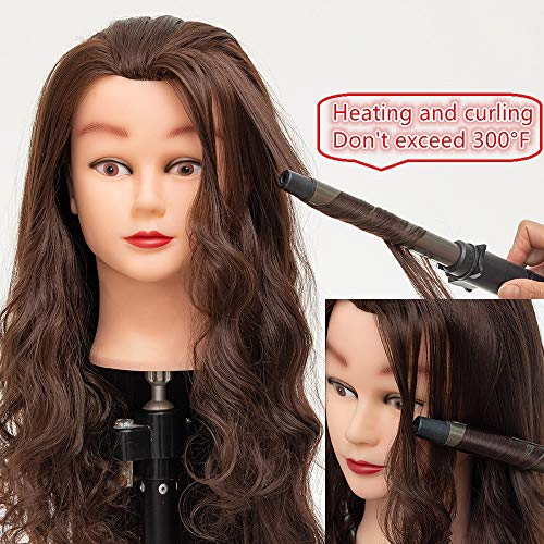 Cosmetology Mannequin Head Hair Styling 26-28inch Training Head Synthetic Fiber Manikin Head Doll Head with Clamp(#2 Black 20Inch)