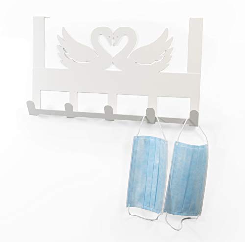 Mango Steam Over-The-Door Organizer Hanger for Towels, Hats, Hoodies, Coats, Backpacks, & Keys (Swan, White)