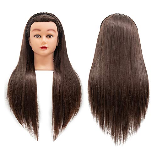 Cosmetology Mannequin Head Hair Styling 26-28inch Training Head Synthetic Fiber Manikin Head Doll Head with Clamp（#2 Black 20Inch）