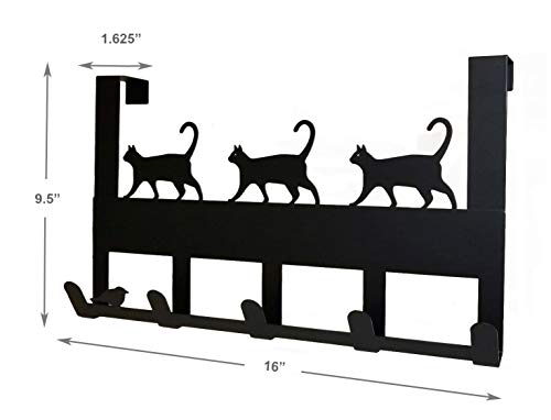 Mango Steam Over-The-Door Organizer Hanger for Towels, Hats, Hoodies, Coats, Backpacks, & Keys (Cat, Black)