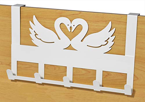 Mango Steam Over-The-Door Organizer Hanger for Towels, Hats, Hoodies, Coats, Backpacks, & Keys (Swan, White)