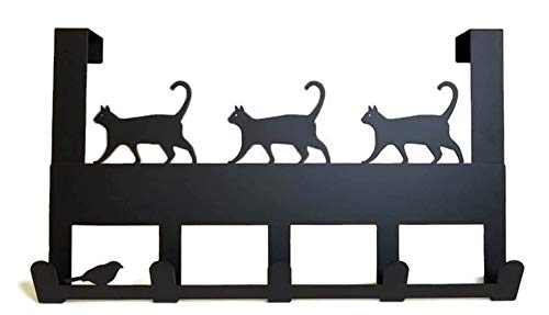 Mango Steam Over-The-Door Organizer Hanger for Towels, Hats, Hoodies, Coats, Backpacks, & Keys (Cat, Black)