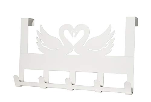 Mango Steam Over-The-Door Organizer Hanger for Towels, Hats, Hoodies, Coats, Backpacks, & Keys (Swan, White)