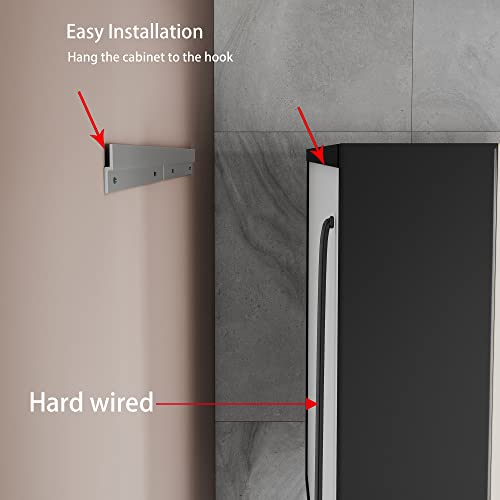 tunuo Black Medicine Cabinets for Bathroom with Mirror, 24”W x 30”H Surface Wall Mounted LED Medicine Cabinet with Lights, Defogger, Dimmer, Outlets & USB, Single Door