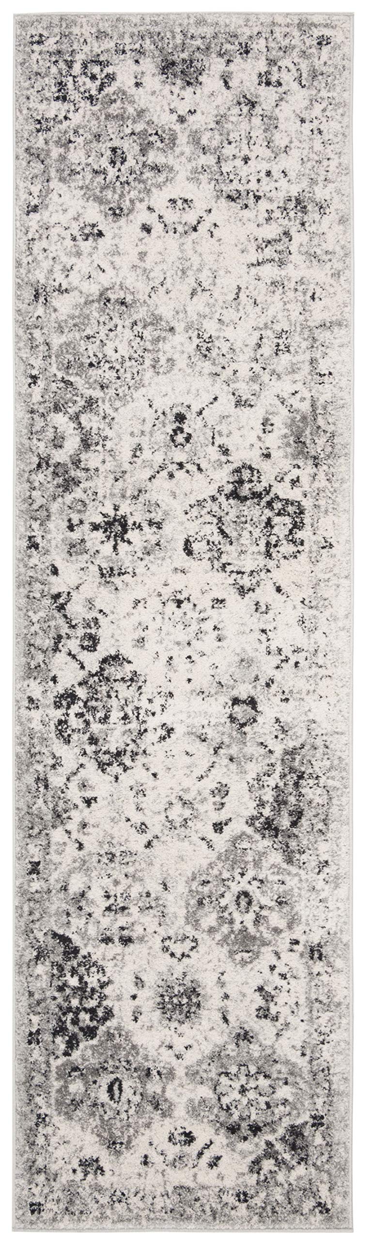 SAFAVIEH Madison Collection Runner Rug - 2'3" x 12', Silver & Grey, Boho Chic Distressed Design, Non-Shedding & Easy Care, Ideal for High Traffic Areas in Living Room, Bedroom (MAD611G)