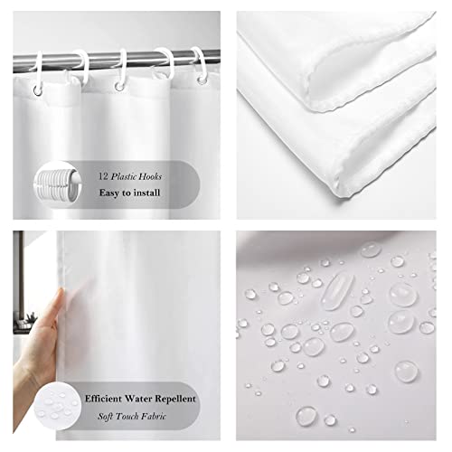 Christmas Shower Curtain Rug Bath Mat Toilet Lid Cover for Bathroom 4 Pcs Sets with 12 Hooks Weighted Lead Hem Waterproof Polyester Shower Curtains (Angel and Grin.ch-65(4 Pcs Sets), 72" L x 72" W)