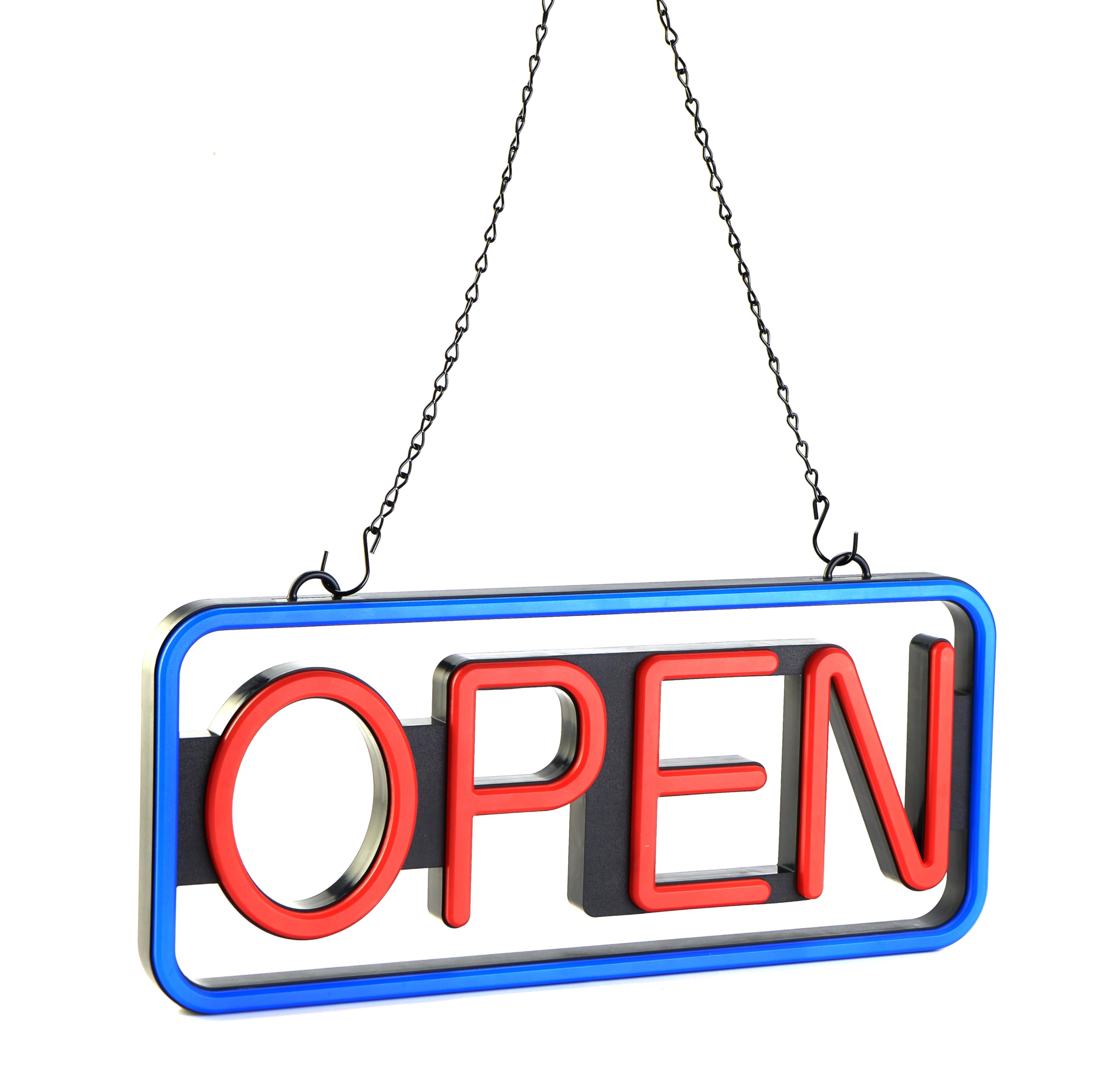 BritTech 21'' X 10'' Ultra Bright LED Neon Open Sign - Remote Controlled - Get Your Business Seen Day or Night(21'' X 10'' Blue/Red)