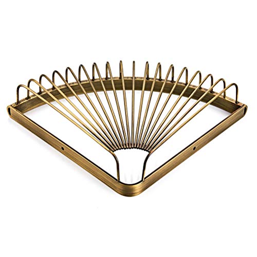 Amosfun Bathroom Organization and Storage Fan Shape Bath Storage Shelf Rack Wall Mount Bathroom Shower Organizer Basket Retro Storage Shelf Basket (Bronze)
