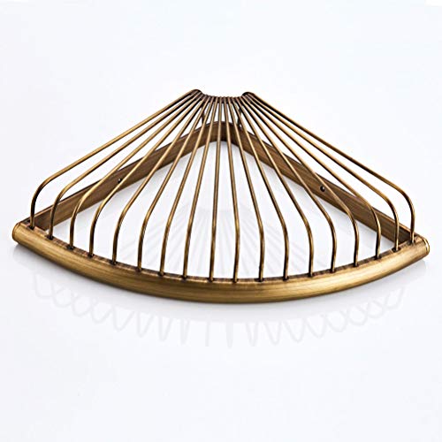 Amosfun Bathroom Organization and Storage Fan Shape Bath Storage Shelf Rack Wall Mount Bathroom Shower Organizer Basket Retro Storage Shelf Basket (Bronze)