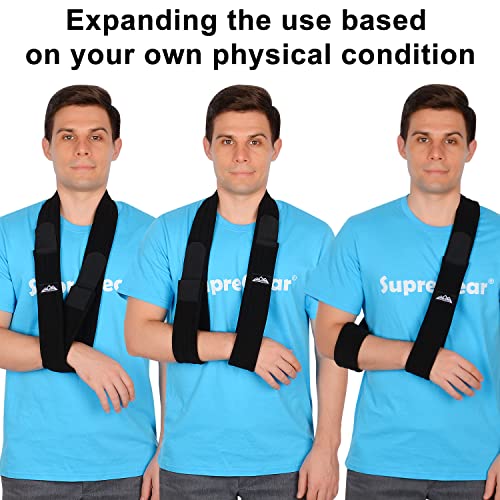 supregear Arm Sling, Adjustable Arm Support Strap, Lightweight Shoulder Immobilizer for Injured Arm Elbow, Broken Collarbone, Torn Rotator Cuff, Dislocation or AC Separation, Left Right, Men Women