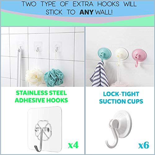 Comfylife Baby Bath Toy Organizer - Shark +36 Bath Letters & Numbers +Extra Bath Toy Storage Net & 10 Strong Hooks, Great Bath Net for Kids, Cute Bathtub Toy Organizer and Bath/Shower Caddy Solution