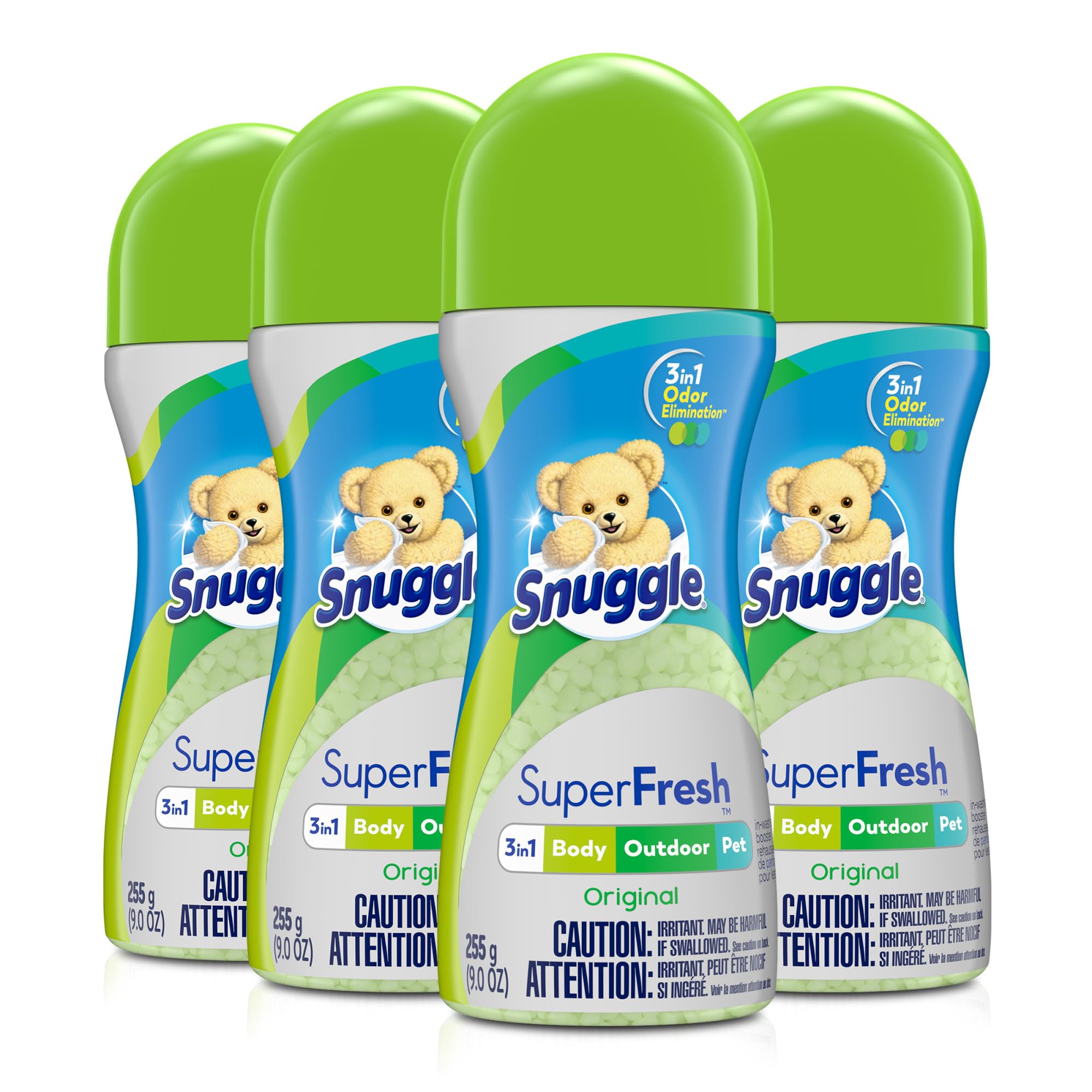 Snuggle Scent Shakes In-Wash Scent Booster Laundry Beads, SuperFresh Original, 3in1 Odor Elimination, 9 Ounces, Pack of 4