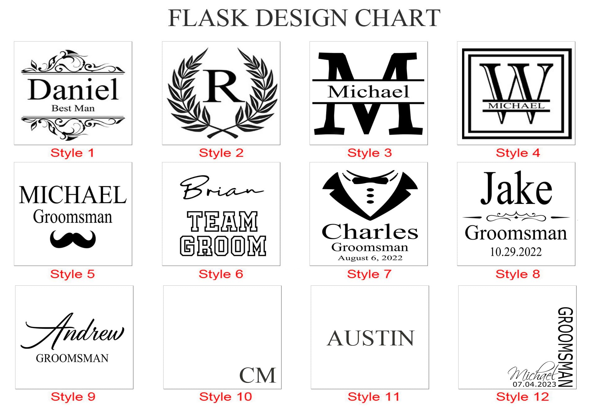 Personalize Gift Groomsmen Proposal 6pc Black Flask Gift Box Set Custom Laser Engraving