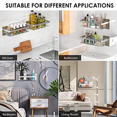 Shower Caddy Shelf, Adhesive Black Bathroom Shower Organizer,No Drilling Wall Mounted Shower Rack,Rustproof Bath Storage Basket for Bathroom,Toilet,Kitchen - 2 Pack