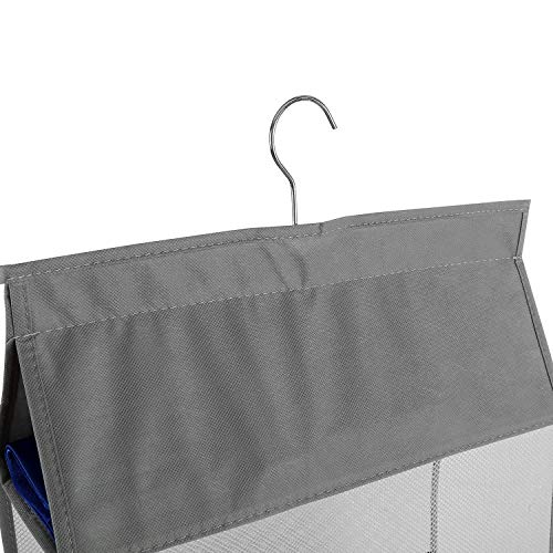 Jucoan 2 Pack Detachable Hanging Handbag Purse Organizer for Closet, Breathable Mesh Purse Storage Holder with 4 Large Mesh Shelves for Wardrobe Closet, 52”X 15.8”, Grey