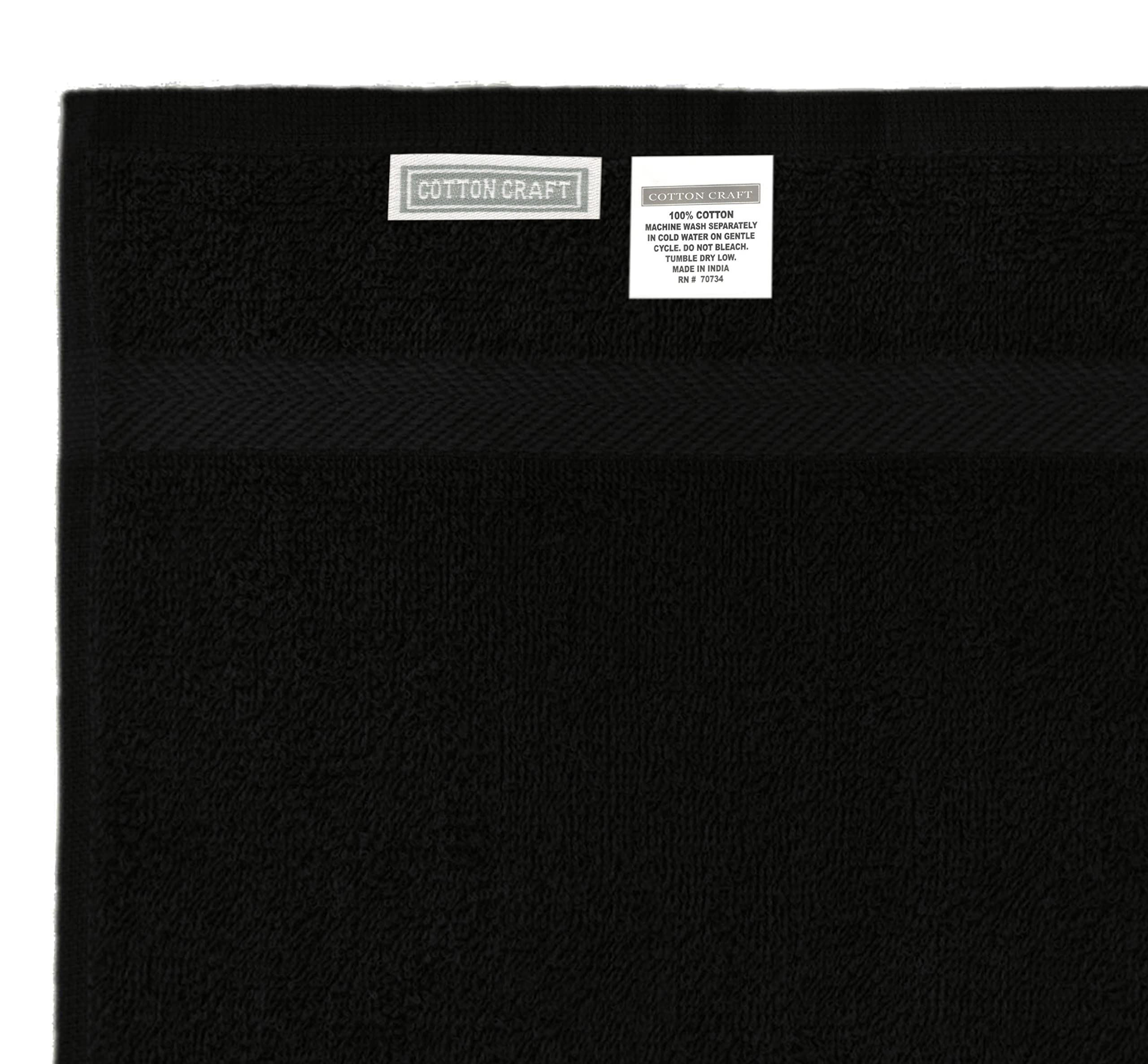 COTTON CRAFT Simplicity Bath Towels Set -7 Pack- 27x52-100% Cotton Bath Towel - Lightweight Absorbent Soft Easy Care Quick Dry Everyday Luxury Hotel Spa Gym Shower Beach Pool Camp Travel Dorm - Black