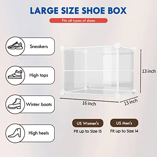 KUSARKO Shoe Rack Organizer, 8 Tier Shoes Storage Cabinet, 24 Pair Clear Plastic Shoe Expandable Organizer for Hallway Bedroom Entryway Heels Boots Sneaker, Stackable Shoe Box