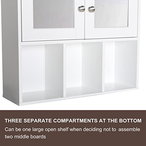 VEIKOUS Bathroom Cabinet Wall Mounted, Large Medicine Cabinets, 30.4'' Tall Medicine Cabinet for Bathroom w/Dual Mirror Doors & Adjustable Shelves, White
