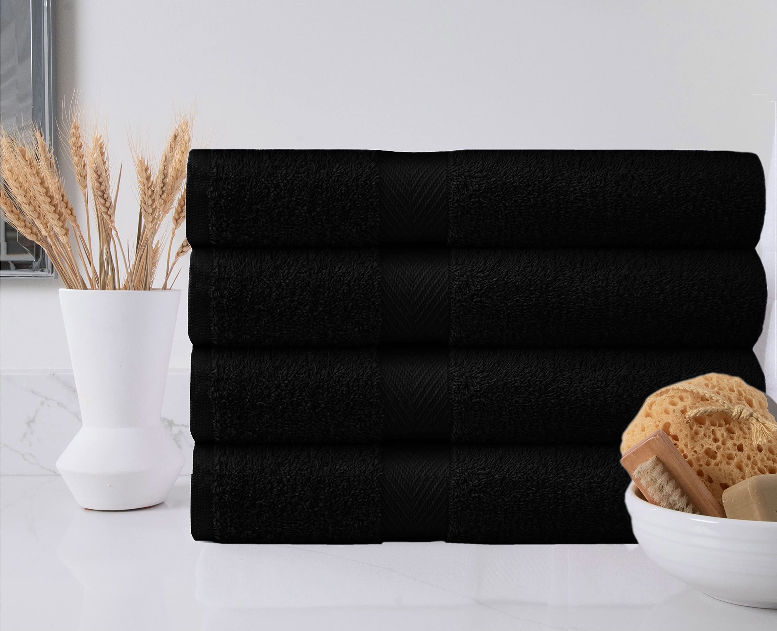 COTTON CRAFT Simplicity Bath Towels Set -7 Pack- 27x52-100% Cotton Bath Towel - Lightweight Absorbent Soft Easy Care Quick Dry Everyday Luxury Hotel Spa Gym Shower Beach Pool Camp Travel Dorm - Black