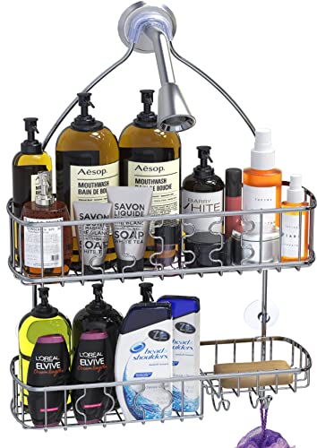 Simple Houseware Bathroom Hanging Shower Head Caddy Organizer, Chrome (26 x 16 x 5.5 inches)