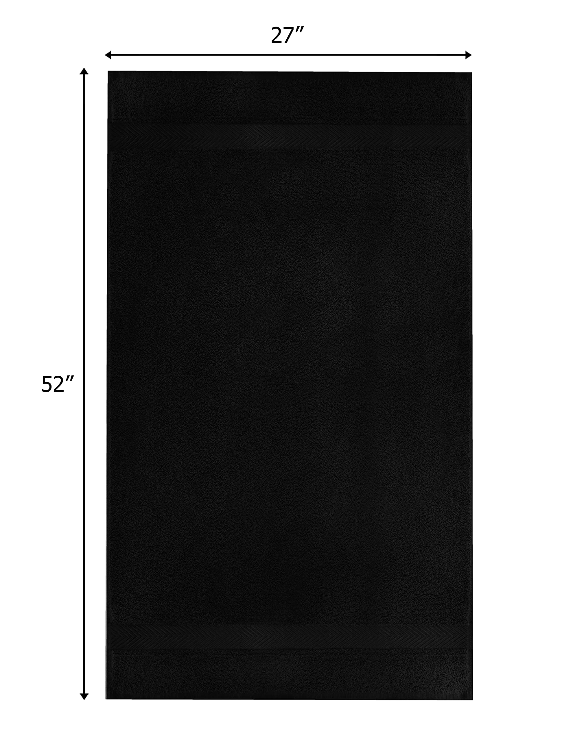 COTTON CRAFT Simplicity Bath Towels Set -7 Pack- 27x52-100% Cotton Bath Towel - Lightweight Absorbent Soft Easy Care Quick Dry Everyday Luxury Hotel Spa Gym Shower Beach Pool Camp Travel Dorm - Black
