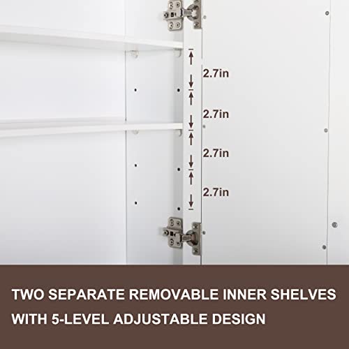VEIKOUS Bathroom Cabinet Wall Mounted, Large Medicine Cabinets, 30.4'' Tall Medicine Cabinet for Bathroom w/Dual Mirror Doors & Adjustable Shelves, White