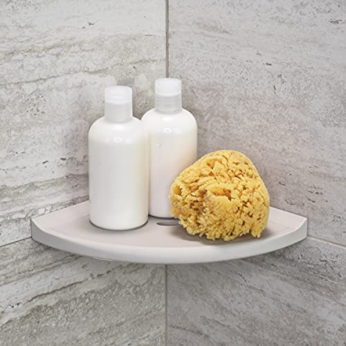 Questech Décor 8 Inch Corner Shower Shelf and 5 Inch Shower Caddy Soap Dish, Metro Lugged Back for New Construction, Mounted Bathroom Shower Organizer, Gray Matte