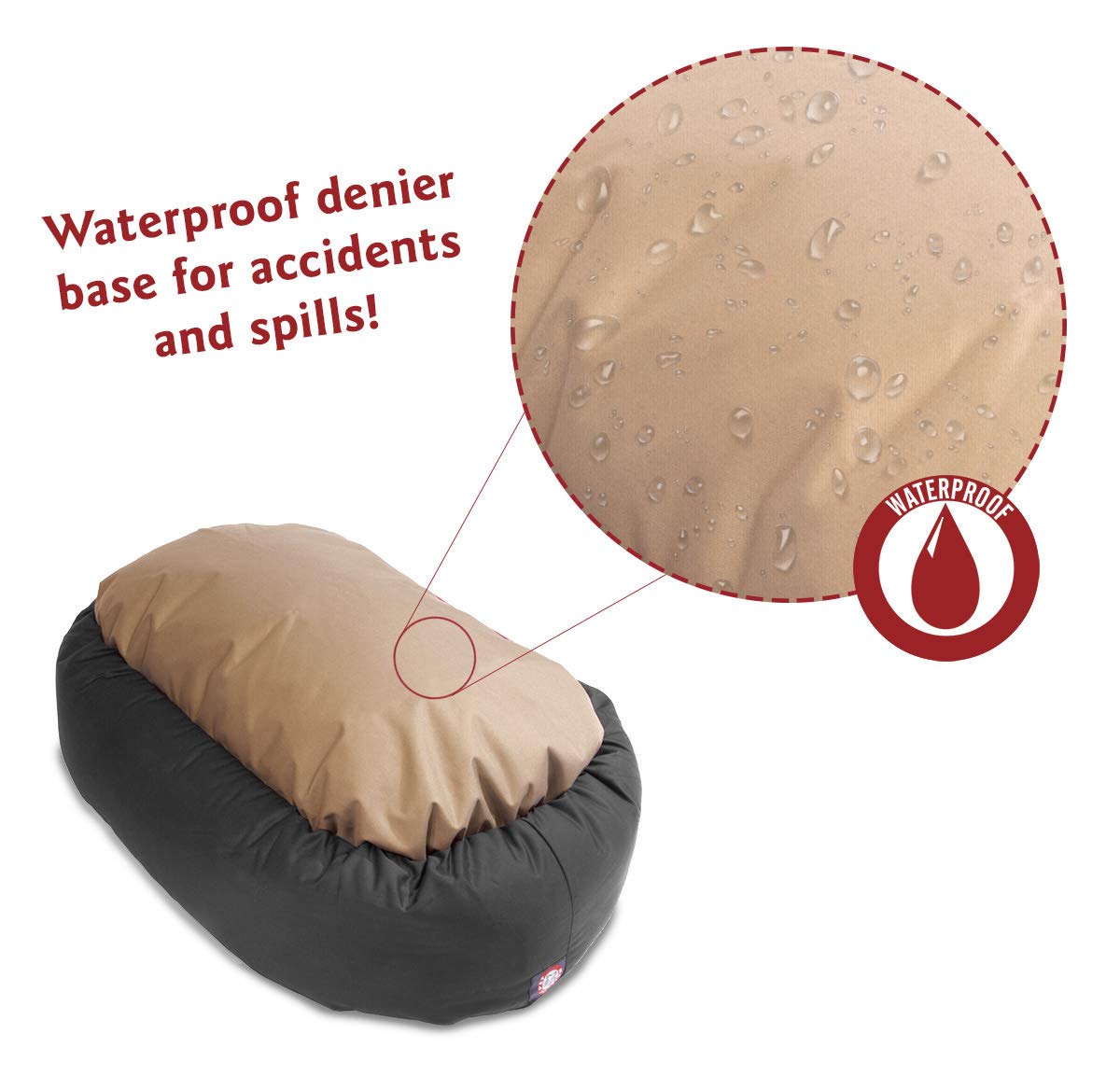 Majestic Pet Dog Bagel Calming Bed, 40x29x9in, Soft Round Pet Bed with Spine Support, Fluffy Donut Dog Bed, Large, Gray