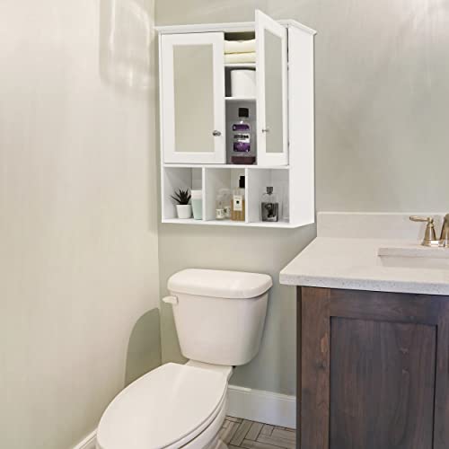 VEIKOUS Bathroom Cabinet Wall Mounted, Large Medicine Cabinets, 30.4'' Tall Medicine Cabinet for Bathroom w/Dual Mirror Doors & Adjustable Shelves, White