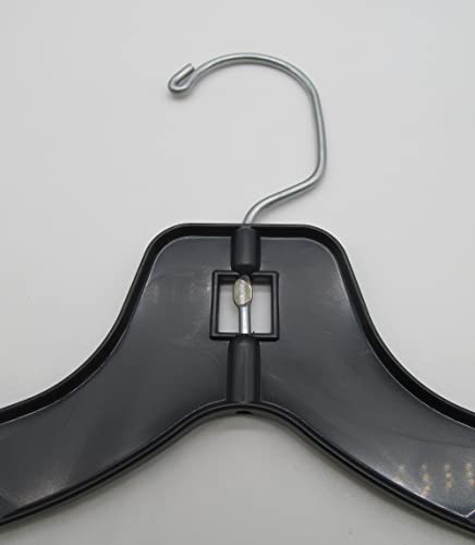 NAHANCO 2414 Junior Plastic Hangers, Super Heavy Weight Shirt Hangers, Swivel Hook, 14" Black (Pack of 100)