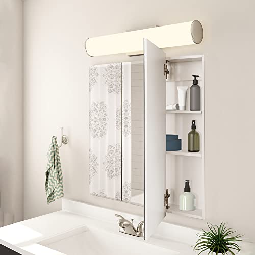Design House 597492 Cyprus Fully Assembled Frameless Mirrored Tri-View Surface or Recessed Mount Bathroom Medicine Cabinet, 30.4 x 30.1