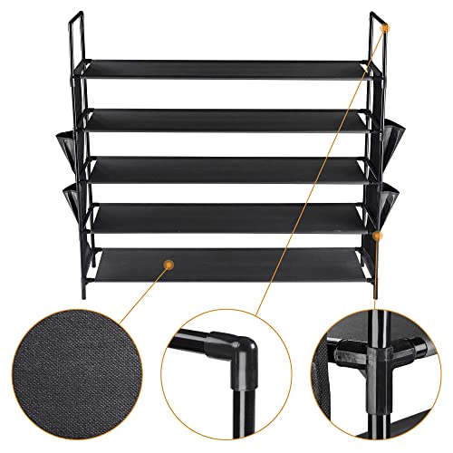Yescom Black 5-Tier Shoe Rack Storage Organizer 25 Pair for Entryway,Hallway,Closet